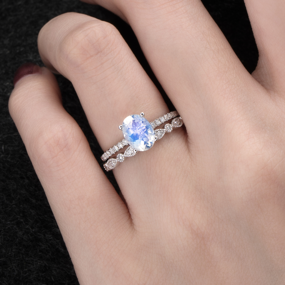 Oval Cut Blue Moonstone Ring - Reese – Sunday Island Jewelry