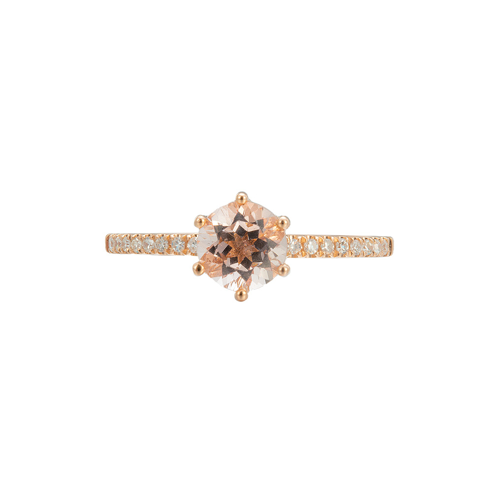 Round Cut Morganite Engagement Ring - Lillian – Sunday Island Jewelry