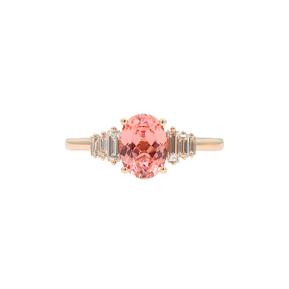 Art Deco Inspired Oval Cut Peach Sapphire Ring – Fiona – Sunday Island ...
